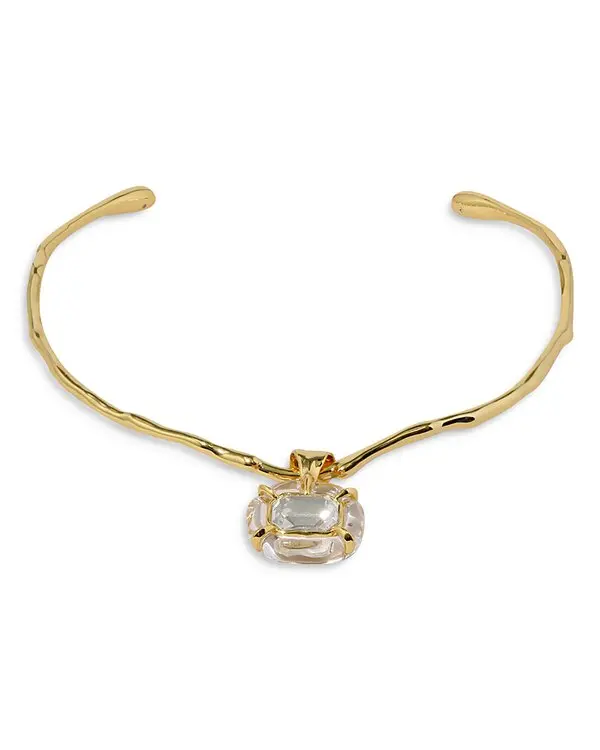Alexis Bittar Liquid Lucite Jeweled Crystal Collar Necklace - Gold