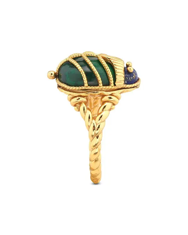 CAPUCINE DE WULF Scarab Petite Ring - Lapis/malachite