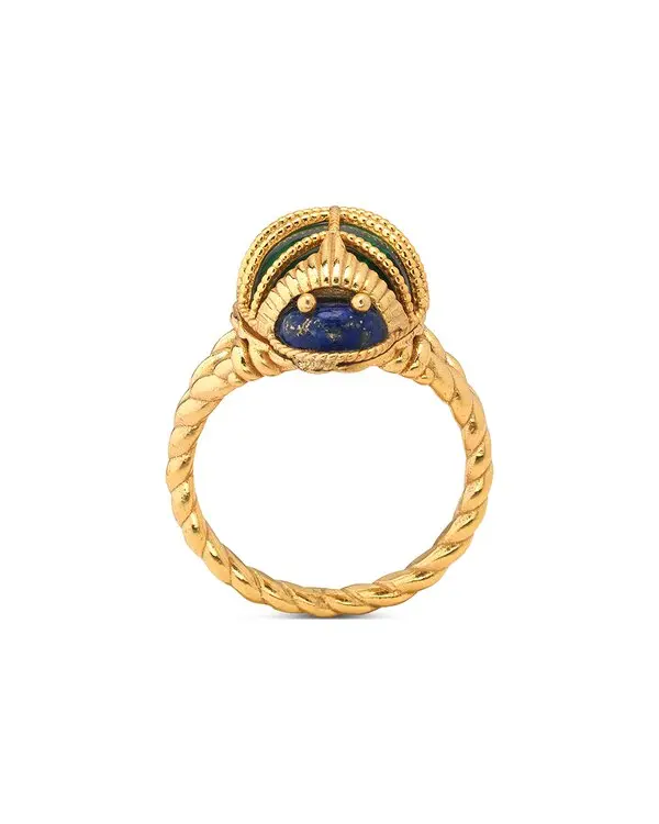 CAPUCINE DE WULF Scarab Petite Ring - Lapis/malachite