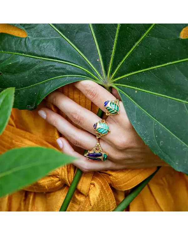 CAPUCINE DE WULF Scarab Petite Ring - Lapis/malachite