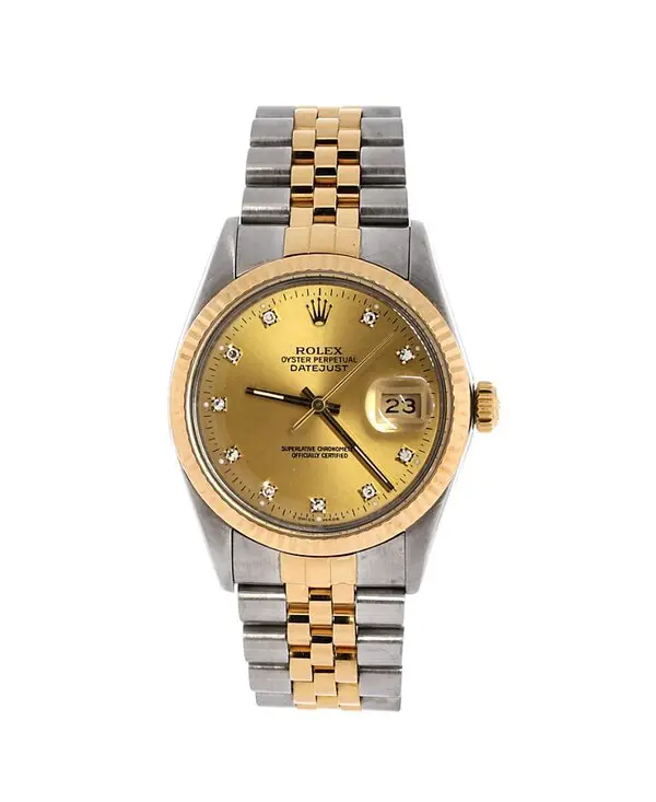 ROLEX Oyster Perpetual Datejust Automatic Watch In Stainless Steel And Gold With Diamond Markers 36mm - Dial Color: Gold