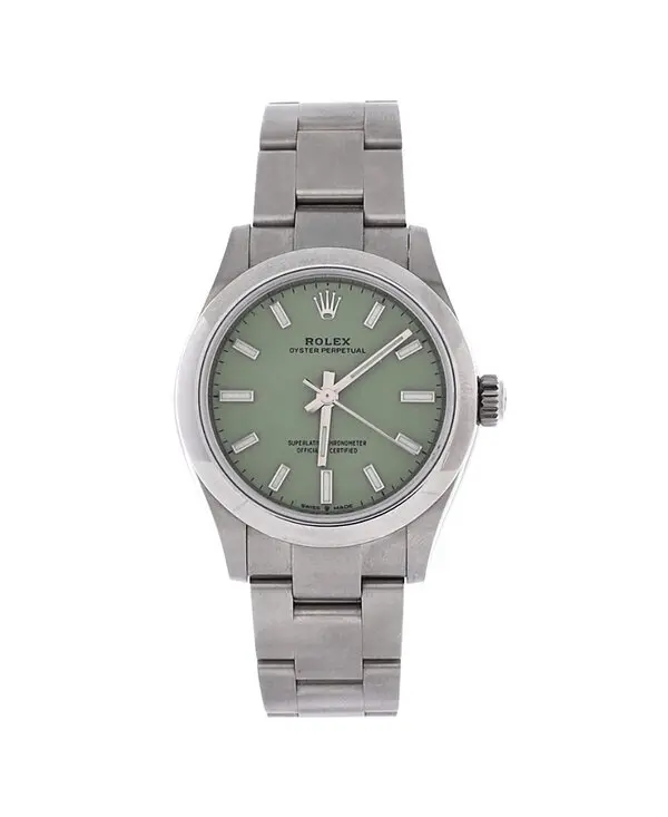 ROLEX Oyster Perpetual Pistachio Green Automatic Watch In Stainless Steel 31mm - Dial Color: Green