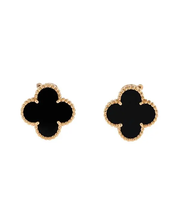 VAN CLEEF & ARPELS Vintage Alhambra Earrings In 18k And Onyx - Gold
