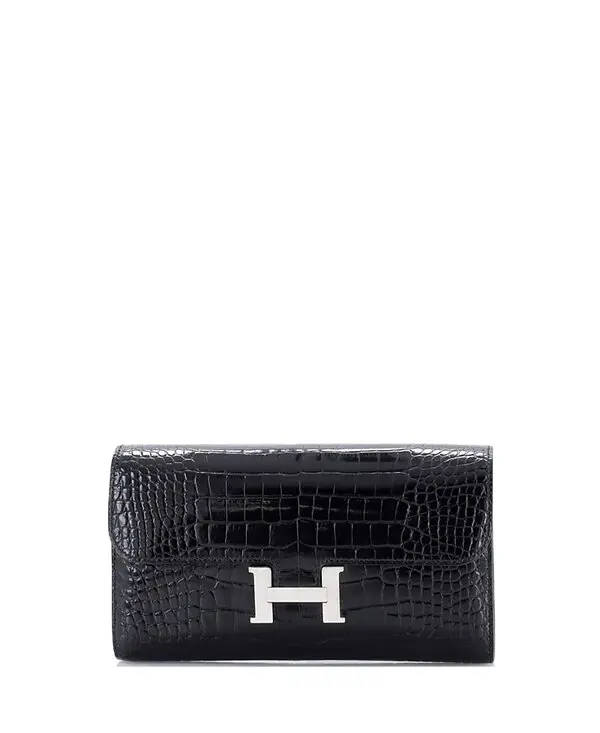 Hermès Long Constance Wallet Alligator - Black