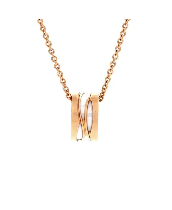 BVLGARI B. Zero1 Design Legend Zaha Hadid Pendant Necklace 18k Rose Gold With Ceramic, 18 - Pink