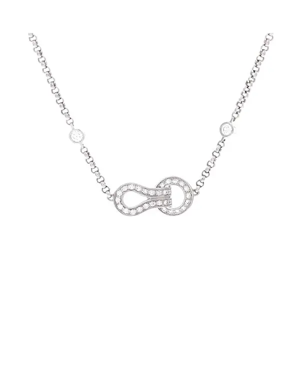 CARTIER Agrafe Cable Chain 18k Gold Diamond Necklace 15.75 - White