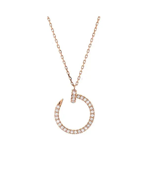 CARTIER Juste Un Clou Pendant Necklace 18k Rose Gold And Pave Diamonds, 16 - Pink