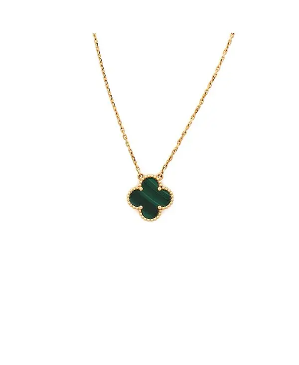 VAN CLEEF & ARPELS Vintage Alhambra Pendant Necklace 18k And Malachite, 16.5 Inches - Gold