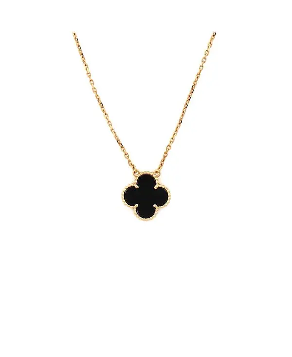 VAN CLEEF & ARPELS Vintage Alhambra Pendant Necklace 18k And Onyx, 16.25 - Gold