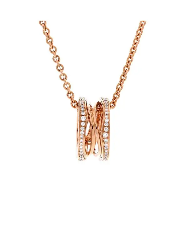 BVLGARI B. Zero1 Open Design Legend Zaha Hadid Pendant Necklace 18k Rose Gold With Diamonds, 18 - Pink