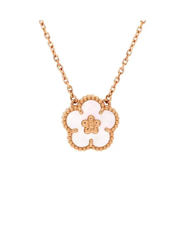 VAN CLEEF & ARPELS Lucky Spring Plum Blossom Pendant Necklace - Pink