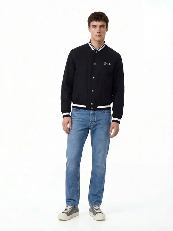 Off-White Varsity Souvenir" Bomber Jacket - Black