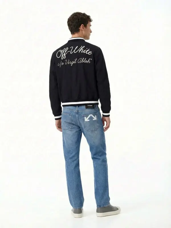 Off-White Varsity Souvenir" Bomber Jacket - Black