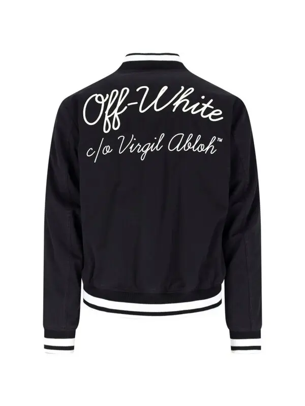 Off-White Varsity Souvenir" Bomber Jacket - Black