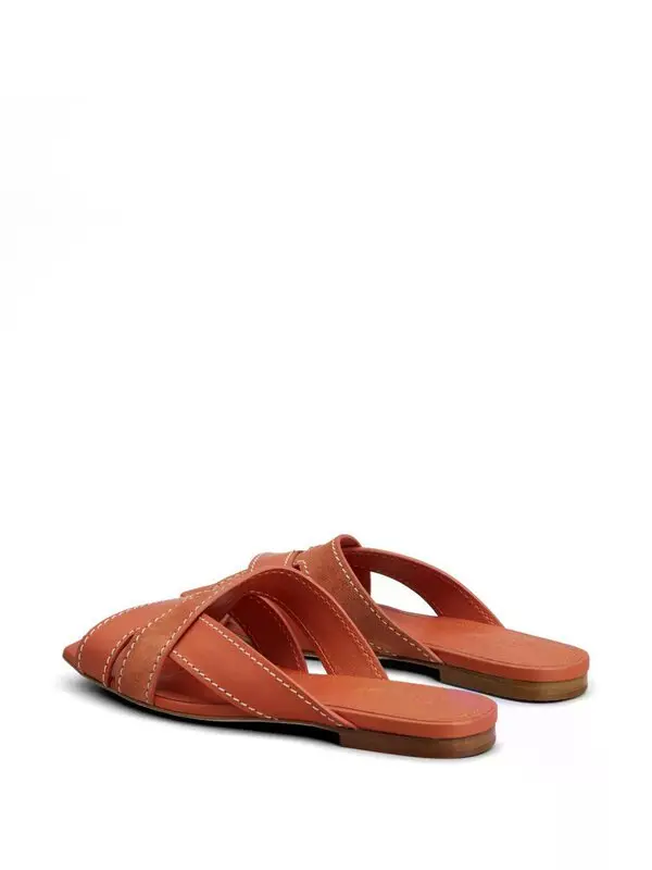 TOD'S Crossed-strap Flat Sole Sandals - Orange