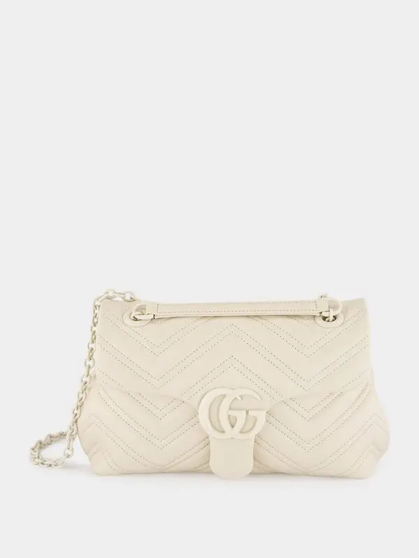Gucci Ivory Gg Marmont Small Shoulder Bag - White