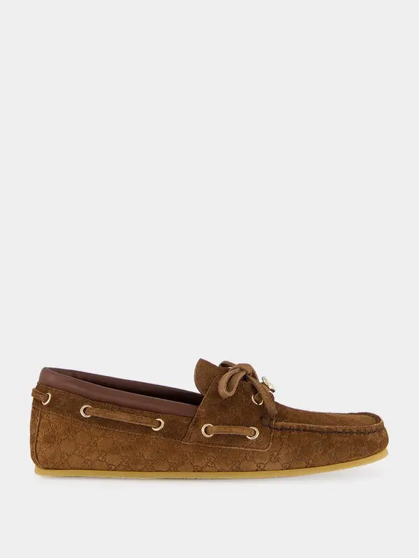 Gucci Gg Calfskin Moccasins - Brown
