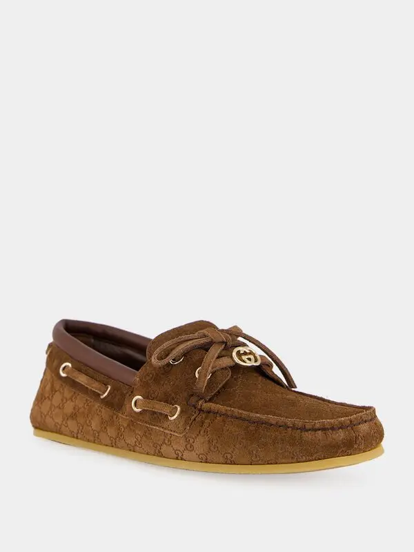 Gucci Gg Calfskin Moccasins - Brown