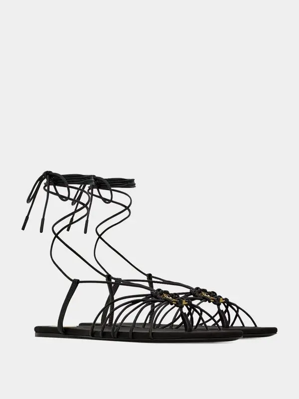 Saint Laurent Babylone Flat Sandals - Black