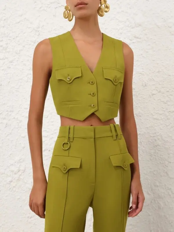 Zimmermann Luna Wool Waistcoat - Green