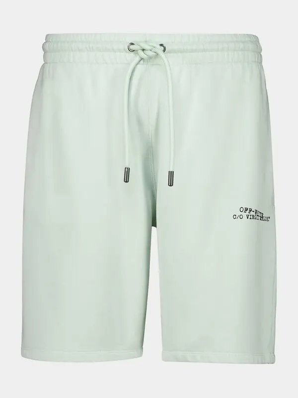 Off-White Big Double Arrow Cotton Shorts - Green
