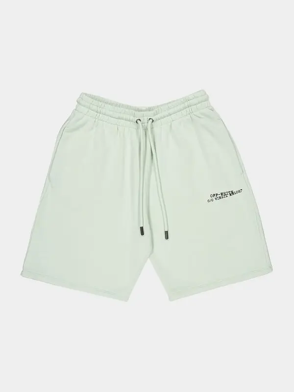 Off-White Big Double Arrow Cotton Shorts - Green