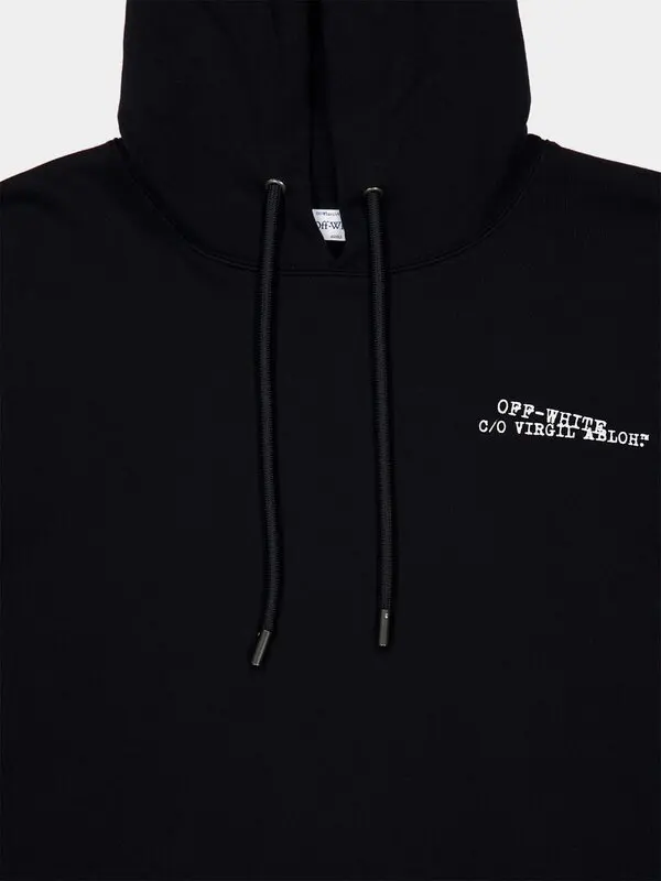 Off-White Type Machine Arrow Cotton Hooded Sweatshirt - Black
