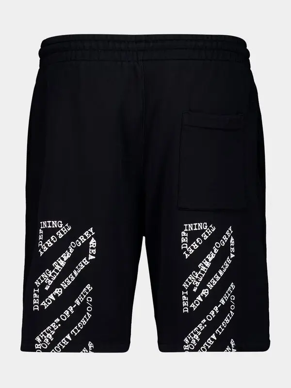 Off-White Cotton Shorts With Graphic Detail - Black