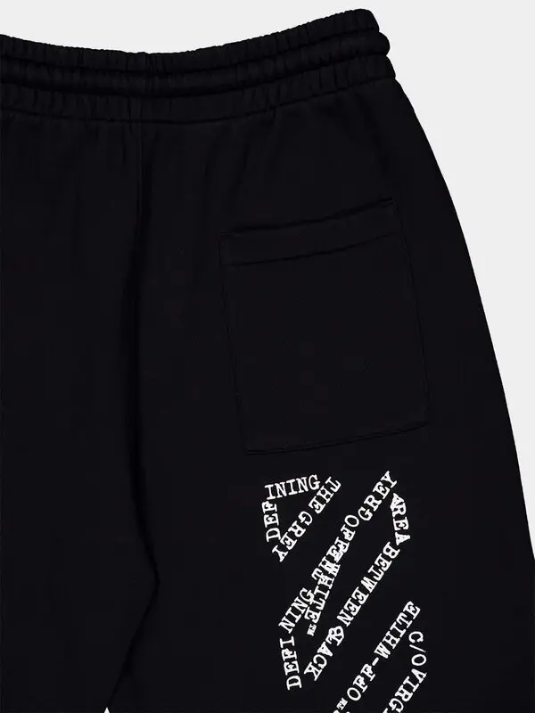 Off-White Cotton Shorts With Graphic Detail - Black