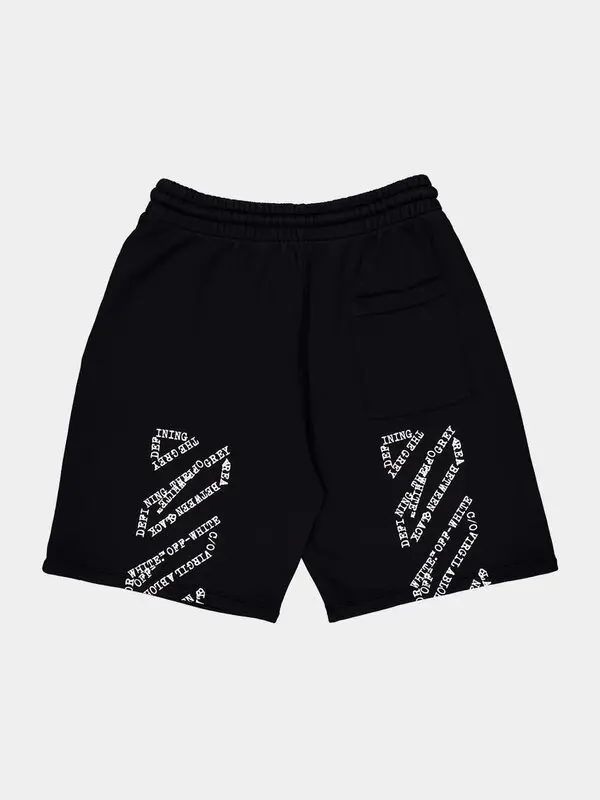 Off-White Cotton Shorts With Graphic Detail - Black