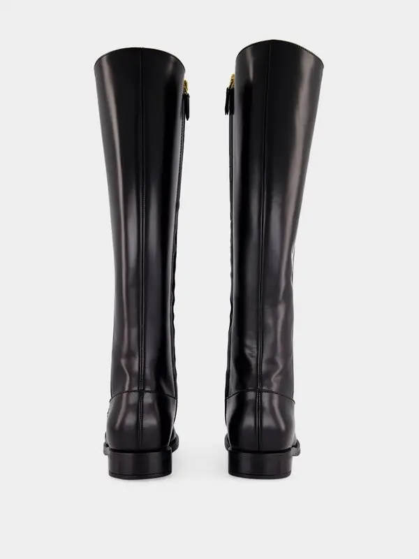 Prada Spazzolato Leather Knee-high Moccasin Boots - Brown