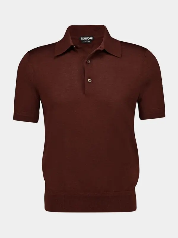 TOM FORD Cocoa Fine Gauge Cashmere-silk Polo - Brown