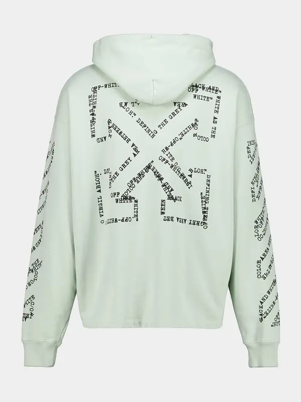 Off-White Cotton Hooded Sweatshirt With Arrow Graphic - Green