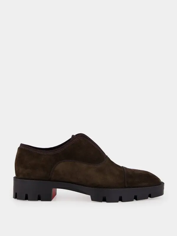 CHRISTIAN LOUBOUTIN Cafe Alpha Crosta Calf Leather Loafers - Brown