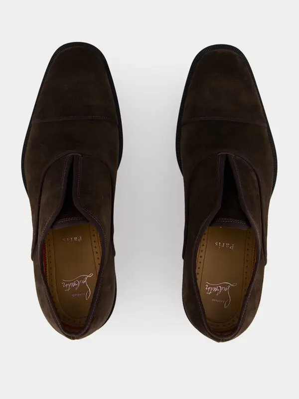 CHRISTIAN LOUBOUTIN Cafe Alpha Crosta Calf Leather Loafers - Brown