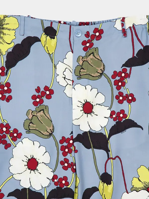 Marni Floral Printed Palazzo Pants - Blue