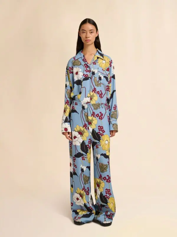 Marni Floral Printed Palazzo Pants - Blue