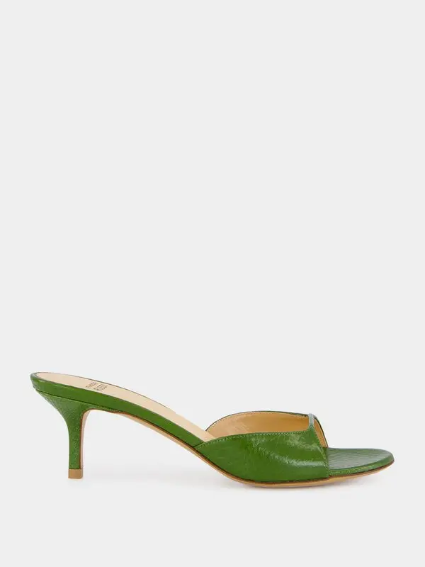 FRANCESCO RUSSO Watersnake Leather Mules - Green