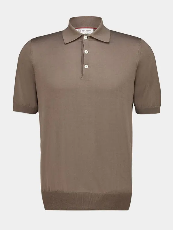Brunello Cucinelli Lightweight Cotton Knit Polo Shirt