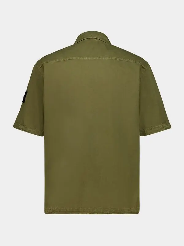 Stone Island Military Brushed Organic Cotton Canvas Shirt - Green