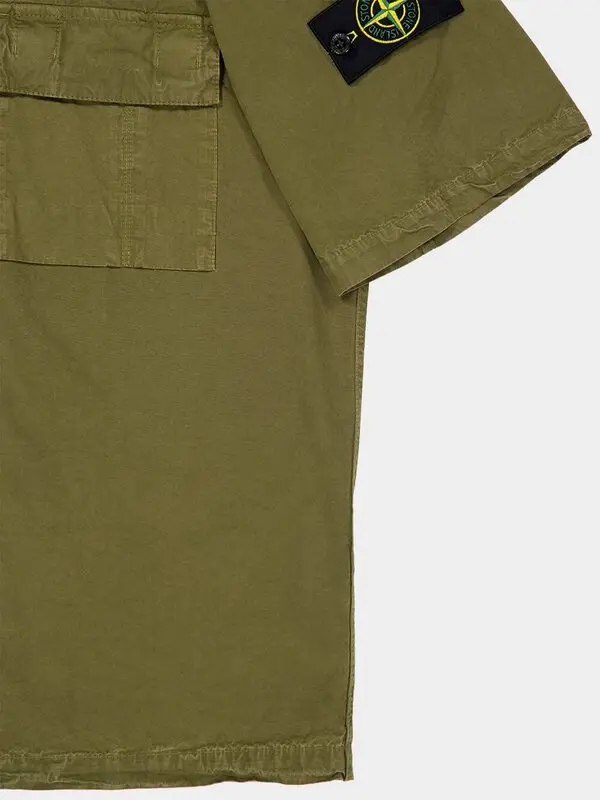 Stone Island Military Brushed Organic Cotton Canvas Shirt - Green