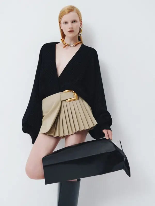 Balmain Cotton Gabardine Mini Skirt With Anthem Buckle - Beige