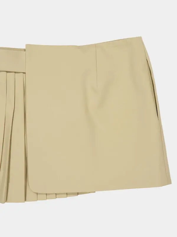 Balmain Cotton Gabardine Mini Skirt With Anthem Buckle - Beige