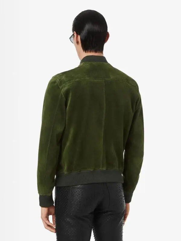 TOM FORD Chive Perforated Cashmere Suede Bomber - Green