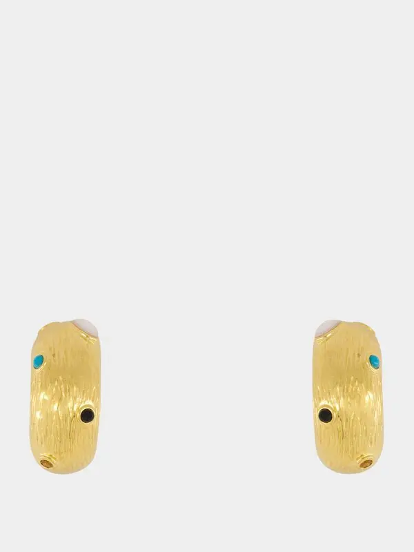 LIZZIE FORTUNATO Kahlo -plated Gemstone Hoop Earrings - Gold