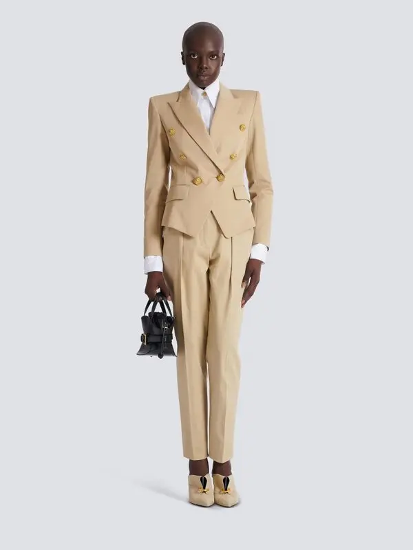 Balmain Sable 6-button Cotton Blazer - Beige