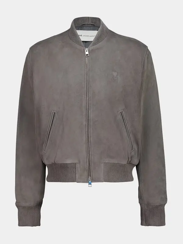 AMI Paris De Coeur Zipped Jacket - Grey