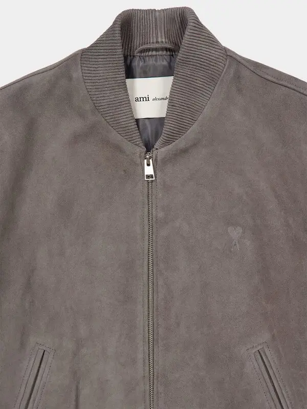 AMI Paris De Coeur Zipped Jacket - Grey