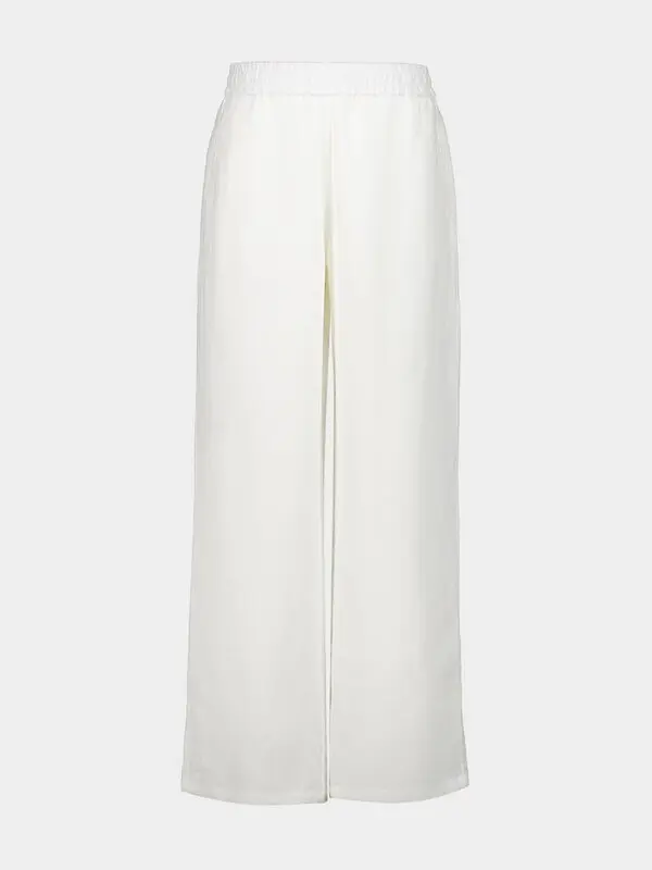 AMI Paris Blended Linen Trousers With Elasticated Waist - Cream