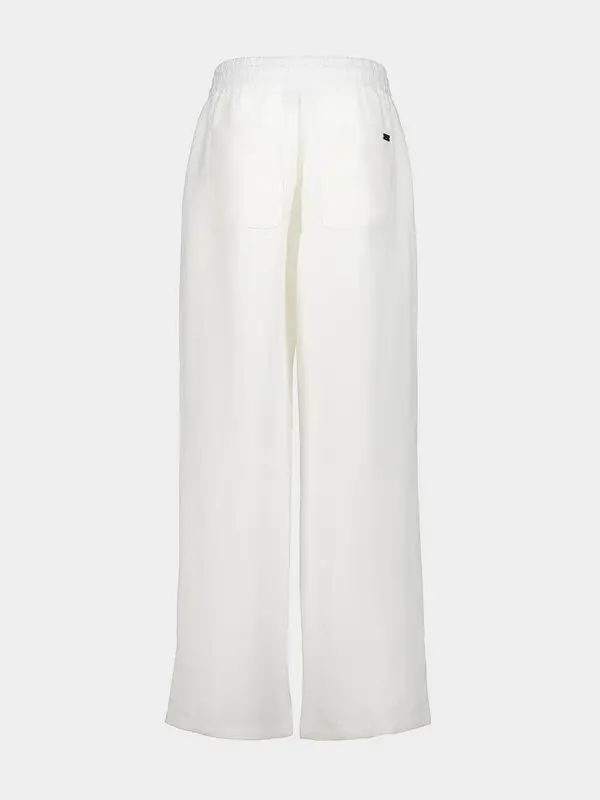 AMI Paris Blended Linen Trousers With Elasticated Waist - Cream